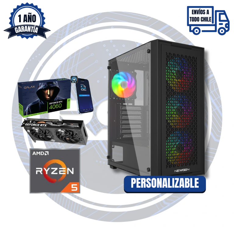 PC GAMER RTX 4060, AMD Ryzen 5 5600x, 16GB RAM 3200MHZ, 1TB M2 - RS Tech