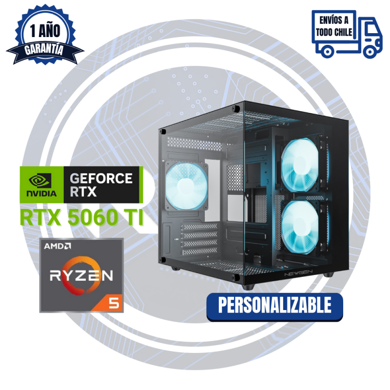 PC GAMER RTX 5060 TI, AMD Ryzen 5 5500, 8GB RAM 3200MHZ, 1TB M2 - RS Tech